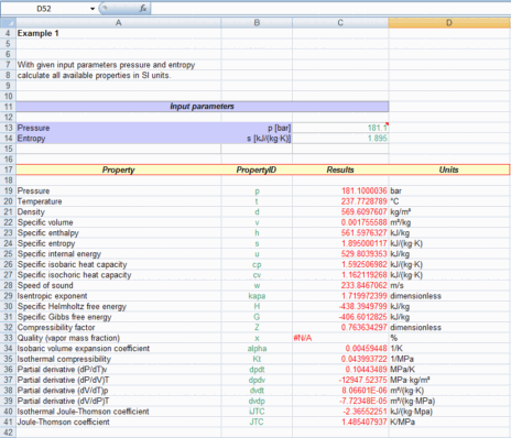 R134a Properties Excel