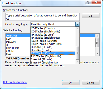 R123 Properties Excel